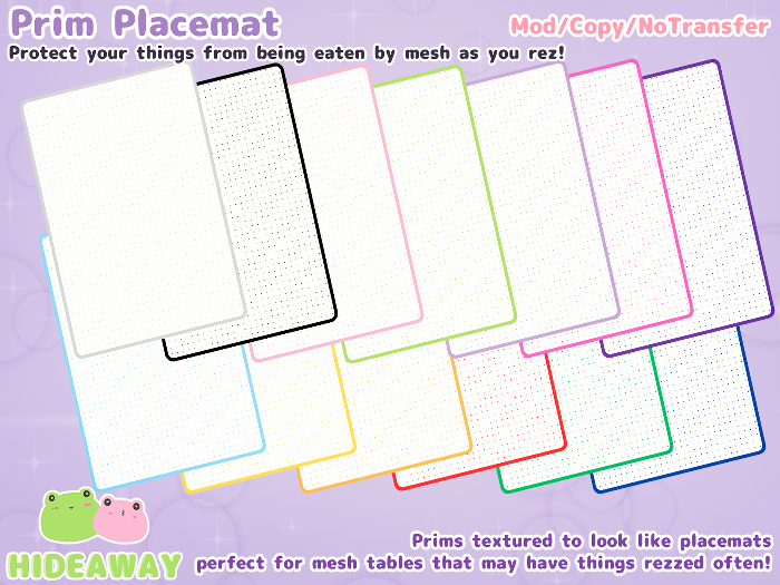 Second Life Marketplace - [Hideaway] Prim Placemats